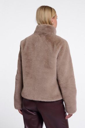 Rino&Pelle Fellimitatjacke Pl&uuml;schjacke mit Knopfverschluss und Stehkragen