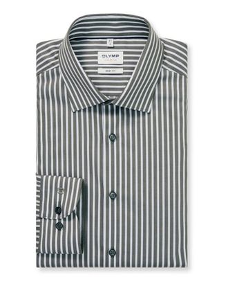 Olymp Level Five, Body Fit, Extralanges Stretch-Hemd mit Streifen in
