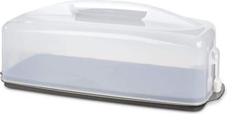 XAVAX Kuchen-Transportbox (eckige Kuchenbox für Kastenkuchen, spülmaschinengeeigneter Kuchenbehälter mit Deckel und Tragegriff) schwarz