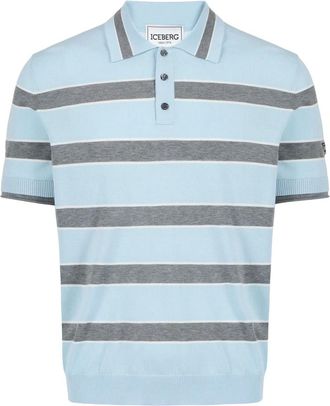 Iceberg Homme, Tops, Bleu, Taille: M Pull Polo Ray&eacute; en Coton