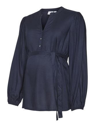 Mama Licious Damen Mlmercy Lia L/S Wo Top 2f Noos Blusen, Navy Blazer, L EU