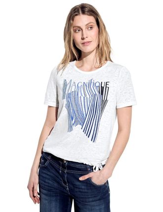 Cecil Damen B321297 Print T-Shirt, Vanilla White, Medium