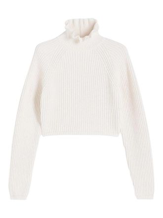 Max Mara Rundhalspullover - Wei&szlig;