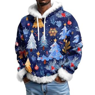 Generic Sweats à capuche de Noël pour hommes, sweats à capuche de Noël pour hommes, fantaisie, moche Père Noël, motifs imprimés graphiques 3D, sweatshirt, pul