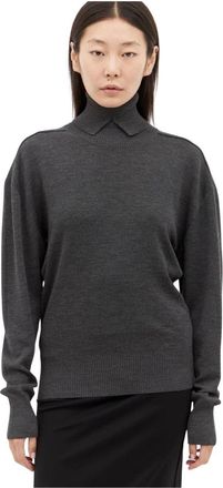 Burberry Femme, Pulls, Gris, Taille: 40 FR Wool High Neck Sweater