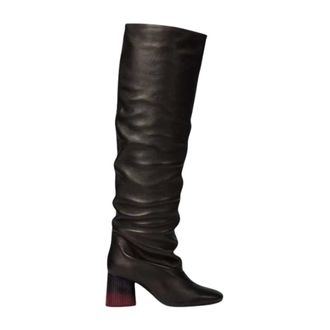 Paul Smith Femme, Chaussures, Noir, Taille: 37 EU Bottes Cuissardes en Cuir Pliss&eacute;