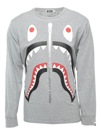 A Bathing Ape t-shirt imprimé à manches longues - Gris