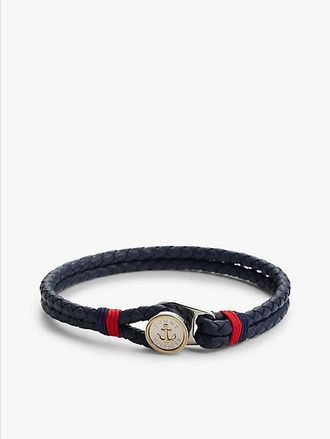 Tommy Hilfiger Bracelet en cuir bleu &agrave; breloque nautique