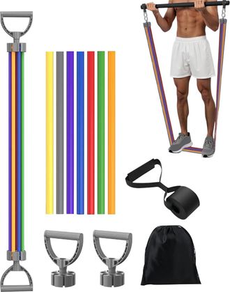 Generico Elastische Sportb&auml;nder | T&uuml;rgurt mit Anker f&uuml;r &Uuml;bungen | Krafttraining, Spannseil, 7 R&ouml;hren, tragbares Fitnessger&auml;t f&uuml;r Arme, K&ouml;rper, Schultern, Beine