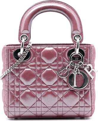 Dior 2015 Mini Iridescent Lambskin Cannage Lady Dior satchel - Rosa