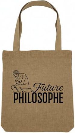 Fabulous Sac Shopping Tote Bag Aspect Lin - Future Philosophe Passion M&eacute;tier - Sac de Courses Toile Epaisse 360g Beige Naturel Cabas Port&eacute; Epaule Solide Imprim