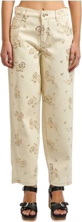 Manila Grace Femme, Jeans, Beige, Taille: W29 Pantalon Brod&eacute;