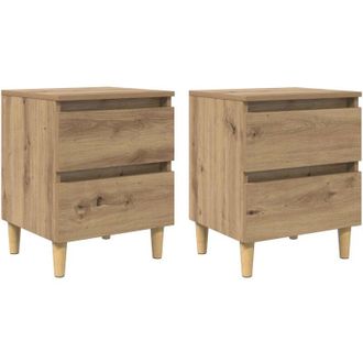 vidaXL vidaXL Meubles de lit 2 pcs Ch&ecirc;ne artisanal 40 x 35 x 50 cm