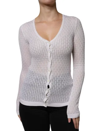 Dolce & Gabbana Womens Silk Knit Cardigan White