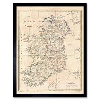 Wee Blue Coo 1799 Clement Cruttwell Map Ireland Vintage Art Print Framed Poster Wall Decor Kunstdruck Poster Wand-Dekor-12X16 Zoll