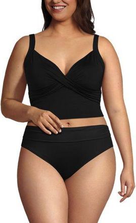 Lands End Kurzes Tankinitop mit V-Ausschnitt, Damen, Gr&ouml;&szlig;e:54 plus, Schwarz, Elasthan/Nylon-Mischung, by Lands End