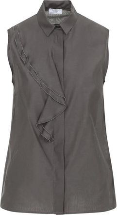 PESERICO Femme, Blouses et Chemises, Brun, Taille: 36 FR Haut en coton et soie