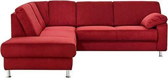 Cavadore Cavadore Ecksofa Belfast mit Federkern Eckcouch im modernen Design, Mikrofaser, rot, 243 x 88 x 218 cm