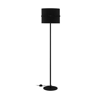 Eglo Stehlampe Paraguaio, Textil Lampe Wohnzimmer, minimalistische Standleuchte aus Stoff und Metall in schwarz, Design Stehleuchte mit Schalter, E27 Fassu