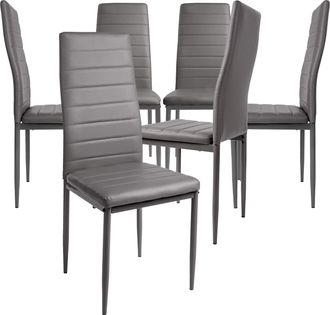 Trisens Esszimmerstühle 2/4/6/8 Set Stuhl Küchenstuhl Wohnzimmerstühle Kunstleder Stühle, Farbe:Grau, Set:6er