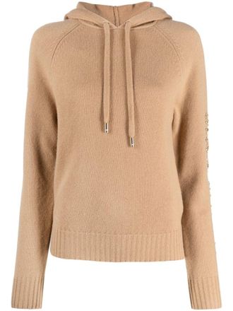 Max Mara Gestrickter Hoodie mit Kristallen - Nude