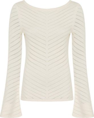 HUGO BOSS Strickpullover Falonina Premium Damenmode mit feinem Lochstrickmuster in Zick-Zack Struktur