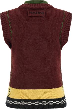 Marni Womens Bordeaux Wool Sleeveless Jacket Clothing