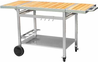 COOK IN GARDEN Cookin Garden - Desserte pour plancha en bois et métal grandi xl