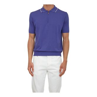 Canali Giza Baumwoll-Polo mit Rei&szlig;verschluss - - Tops - Herren - Lila - XL