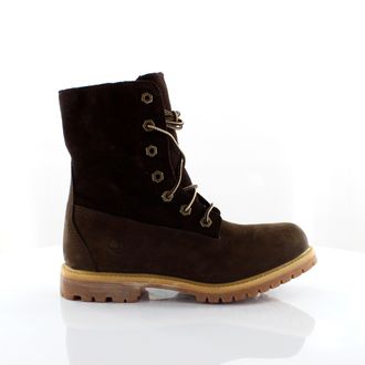 Timberland Authentics Teddy Fleece Brown Leder Schn&uuml;re -up -Frauenstiefel 8314a