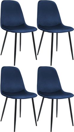 Clp Esszimmerstuhl 4er Set gepolstert Maryam, Küchenstuhl mit Rückenlehne, 150 kg belastbar für Küche, Wohnzimmer und Schlafzimmer, Farbe:dunkelblau, Mate