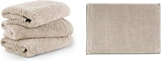 Möve Superwuschel Handtuch-Set, 3 Handtücher 50 x 100 cm, Made in Germany, 100% Baumwolle, Cashmere & Superwuschel Duschvorlage 50 x 70 cm aus 100% Baumwol