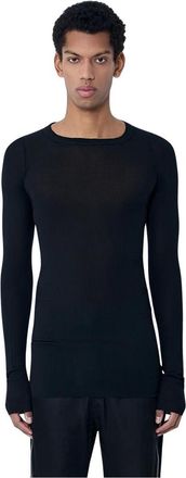 Rick Owens Homme, Tops, Noir, Taille: S Haut &agrave; Manches Longues C&ocirc;tel&eacute;