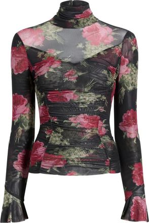 Cinq à Sept Lucy Oberteil mit barocken Rosen - Schwarz