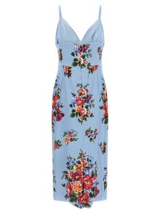Dolce & Gabbana Womens Blue Viscose Midi Dress
