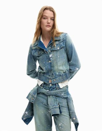 Desigual Veste camionneur brod&eacute;e - Bleu
