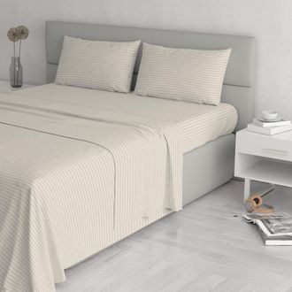 Italian Bed Linen Satin Stripes Bettw&auml;sche, Turteltaube, Doppelte