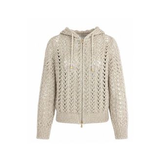 Eleventy Femme, Pulls, Blanc, Taille: 42 FR Cardigan