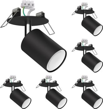 LEDs Com 6 Stück Deckeneinbauleuchte WAIKA, schwarz matt, inkl. GU10 LED Lampe, 630lm, warmweiß