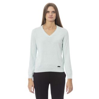 Baldinini Hellblauer V-Ausschnitt Kaschmir-Mix Pullover - - Knitwear - Damen - Blau - XL
