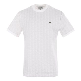 Lacoste T-shirt en jacquard monogramme - Homme - Tops - Gris - Taille: L