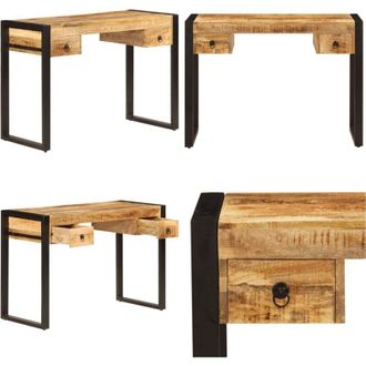 vidaXL Schreibtisch mit 2 Schubladen 110 x 50 x 77 cm Mangoholz Massiv - Mangoholz Schreibtisch - Vintage Schreibtisch - B&uuml;rotisch - Arbeitsplatz