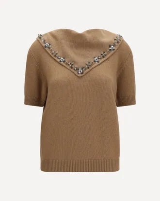 Prada Cashmere Sweater with jewel scarf Female 42