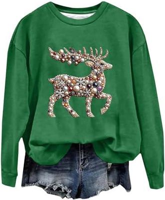 Generic Sweat-shirt de No&euml;l amusant pour femme - Pull de No&euml;l pour femme - Joli et amusant - Motif P&egrave;re No&euml;l graphique - Hauts pull - Haut ample d&eacute;contract&eacute; -