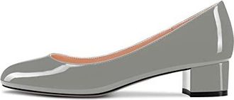 Castamere Bloc Chunky Bas Kitten Talon Heel Rond Ferm&eacute; Bout Escarpins Slip-on Cute Classique Dress Chaussures Gris Vernis 39 EU