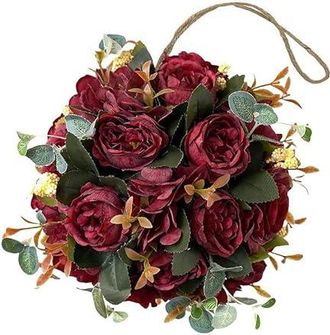 Generic Boule de fleurs artificielles &agrave; suspendre de 20 cm de diam&egrave;tre pour c&eacute;r&eacute;monie de mariage et d&eacute;coration de la maison, ornement floral artificiel en plu