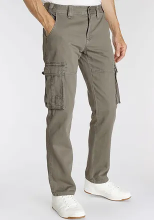 Man's World Cargohose MANS WORLD, Herren, Gr. 44, N-Gr, gr&uuml;n (olivgr&uuml;n), Obermaterial: 100% Baumwolle, unifarben, bequem lang, Hosen Cargohose, mit aufgesetzten T
