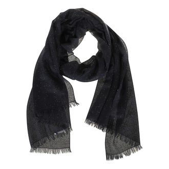 Brunello Cucinelli Femme, Accessoires, Bleu, Taille: ONE Size Diamante Cashmere and Silk Scarf