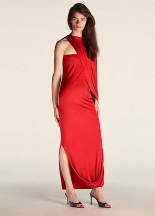 Mango Robe bustier d&eacute;tail cape rouge - Femme - XS - MANGO
