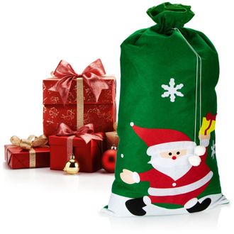 Com-Four XXL Geschenksack f&uuml;r Weihnachten mit Weihnachtsmann-Motiv - Nikolausbeutel zum Bef&uuml;llen - Weihnachtssack - Gabenbeutel f&uuml;r Weihnachtsmannkost&uuml;m und X-